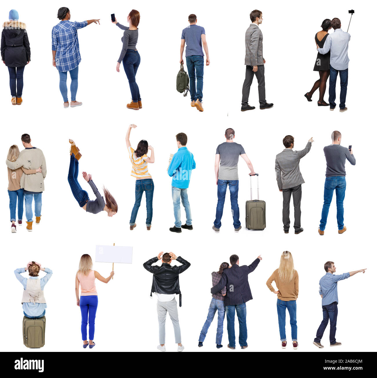 Collection " Back view people ". Rear view people set. backside view of ...