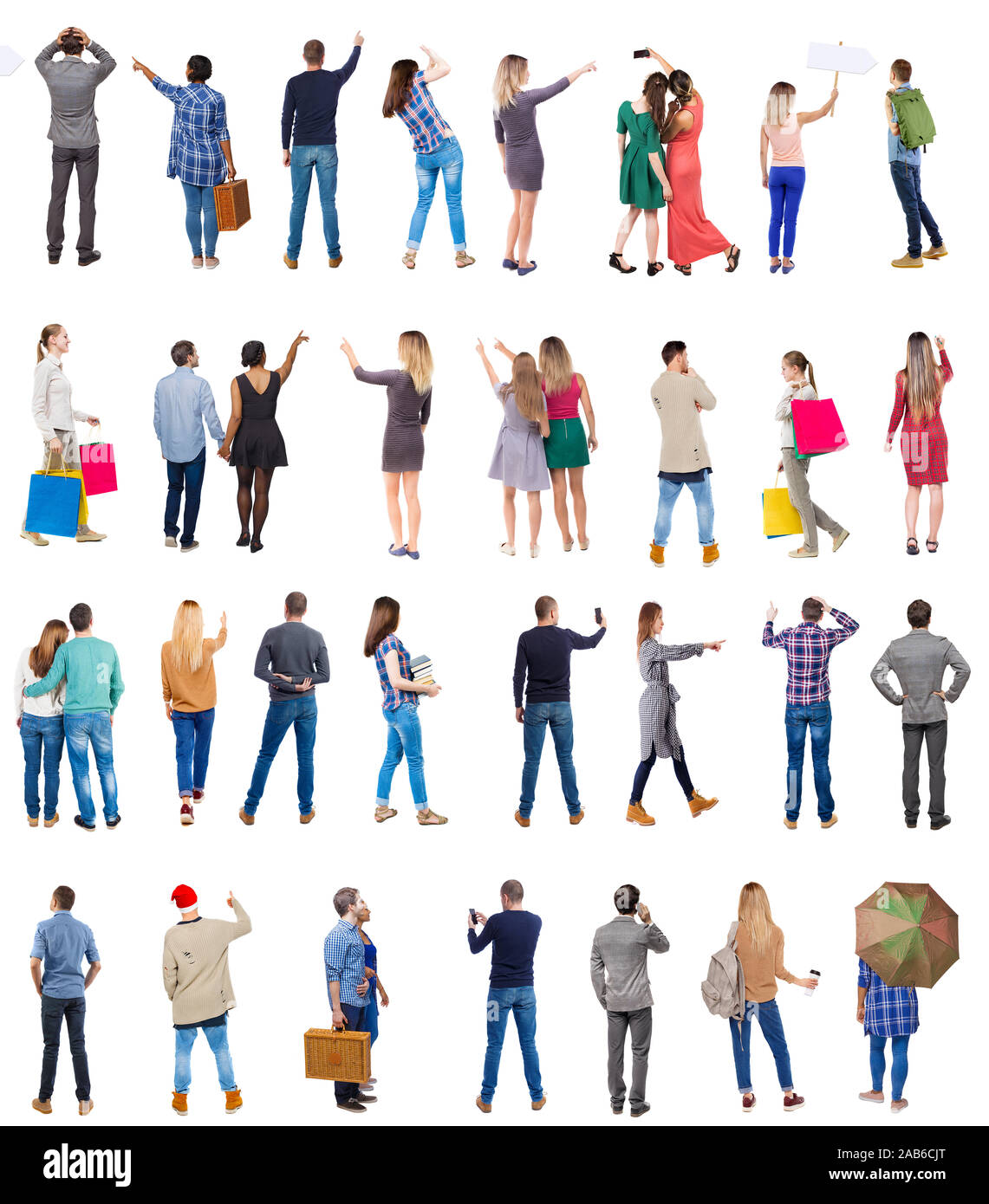 Collection " Back view people ". Rear view people set. backside view of ...