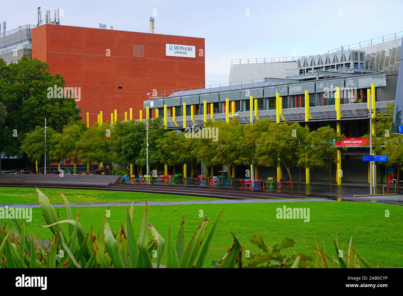 MELBOURNE, AUSTRALIA -12 JUL 2019- View of the campus of Monash ...
