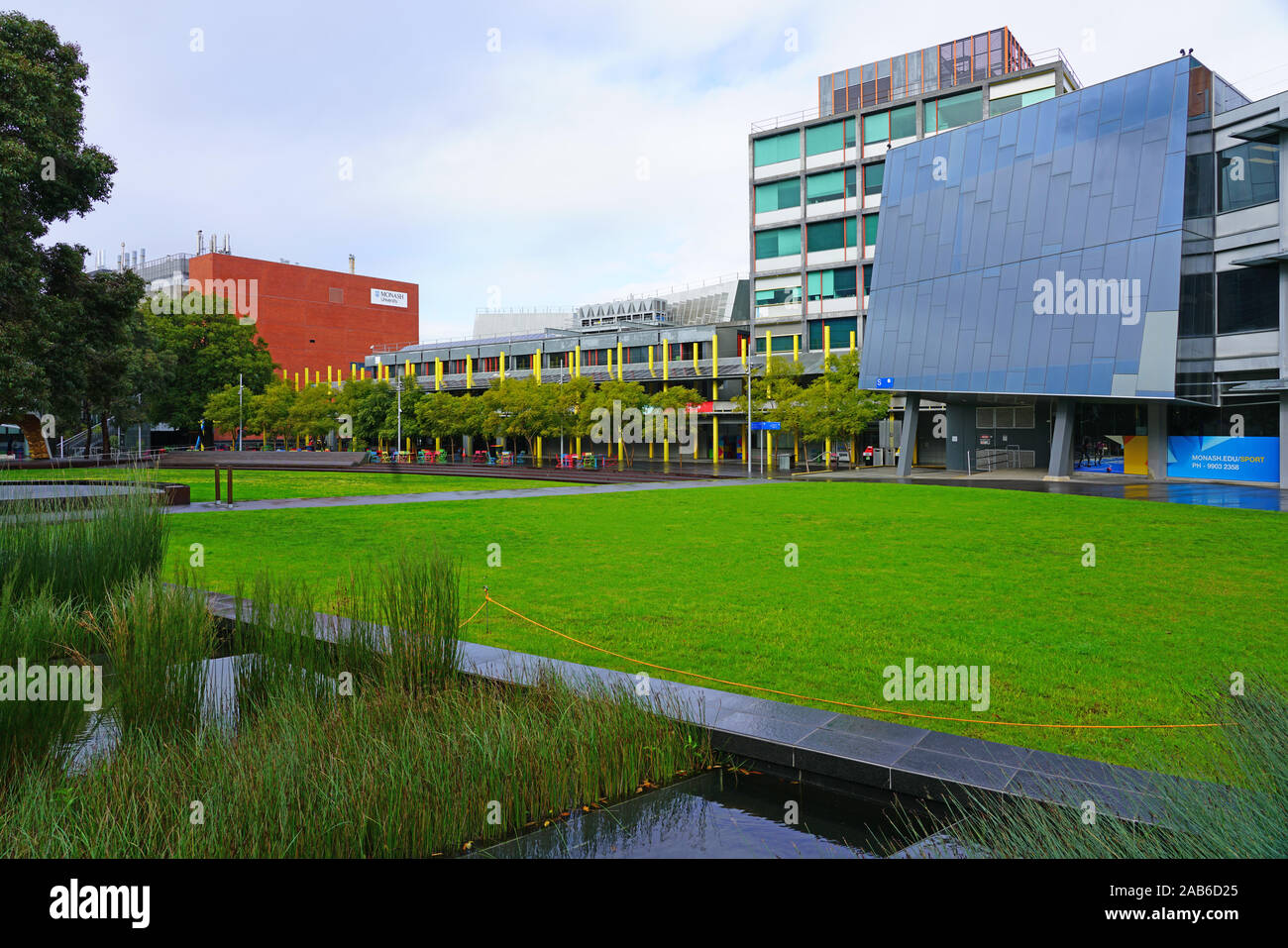MELBOURNE, AUSTRALIA -12 JUL 2019- View of the campus of Monash ...