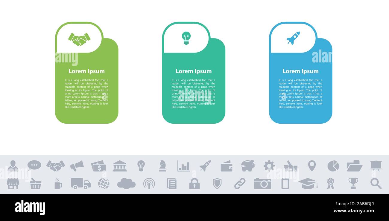 Business infographic design template with 3 steps or options using for ...