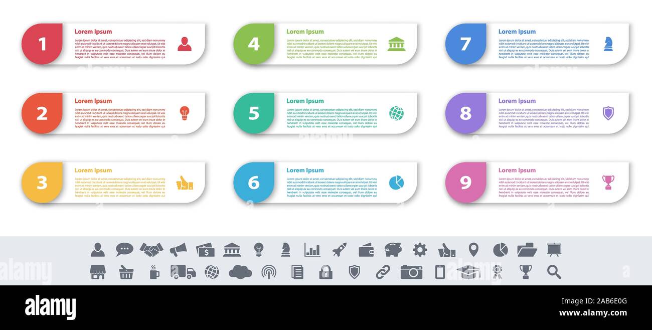 Infographic design business concept vector illustration with 9 steps or ...