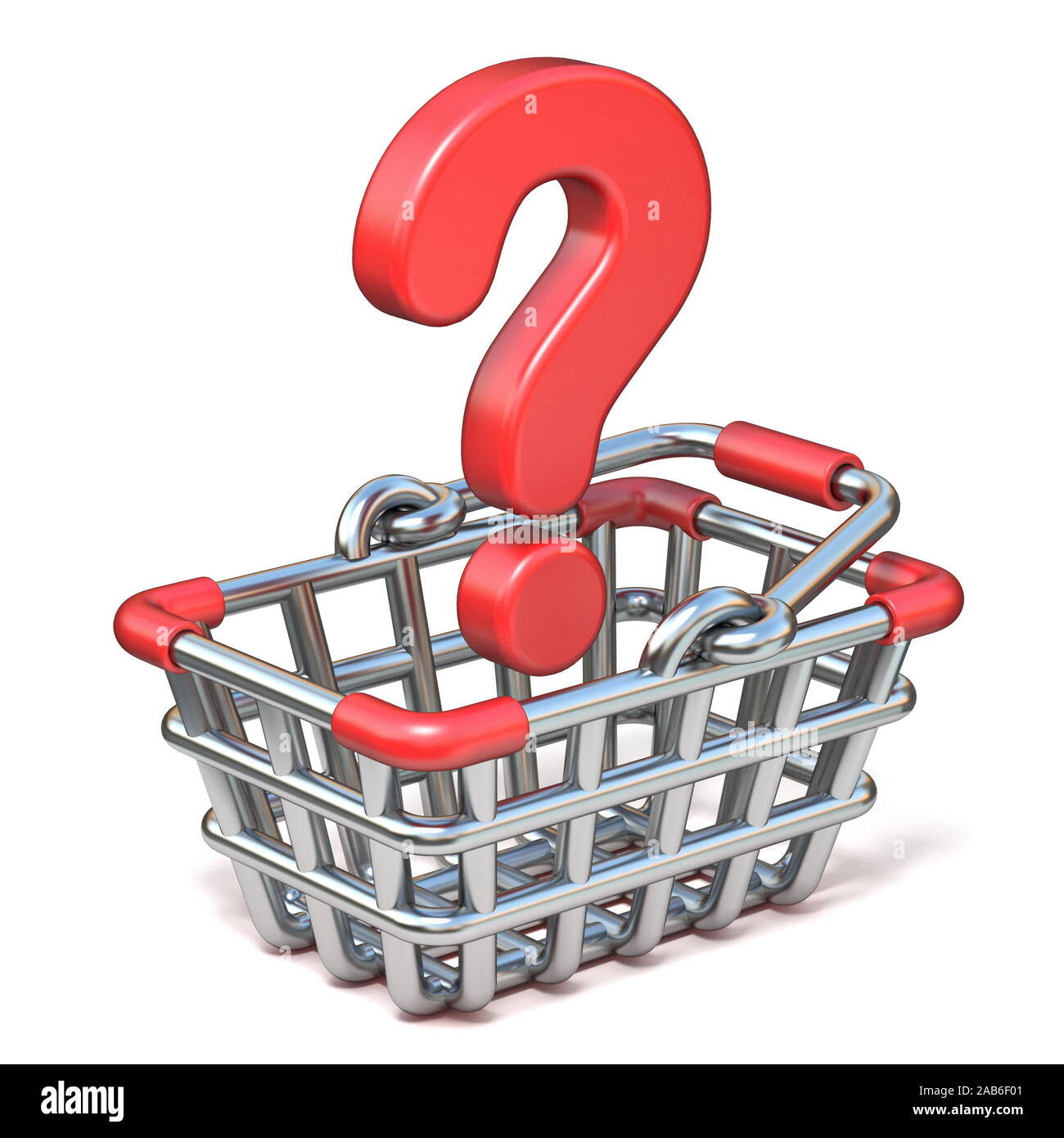 Shopping basket and red question mark 3D render illustration isolated ...