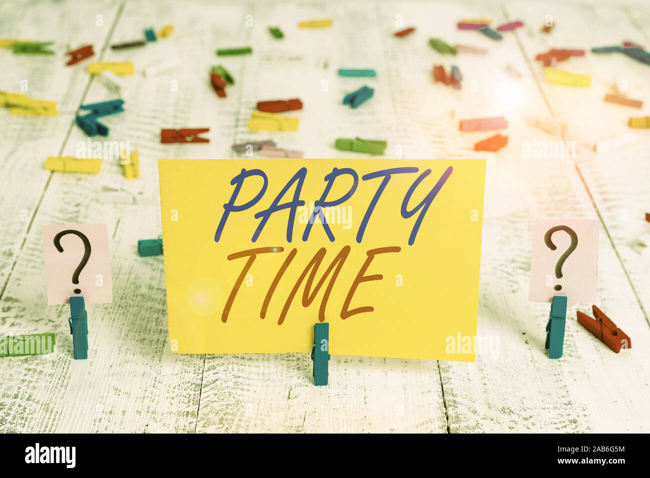 Writing note showing Party Time. Business concept for the right moment ...