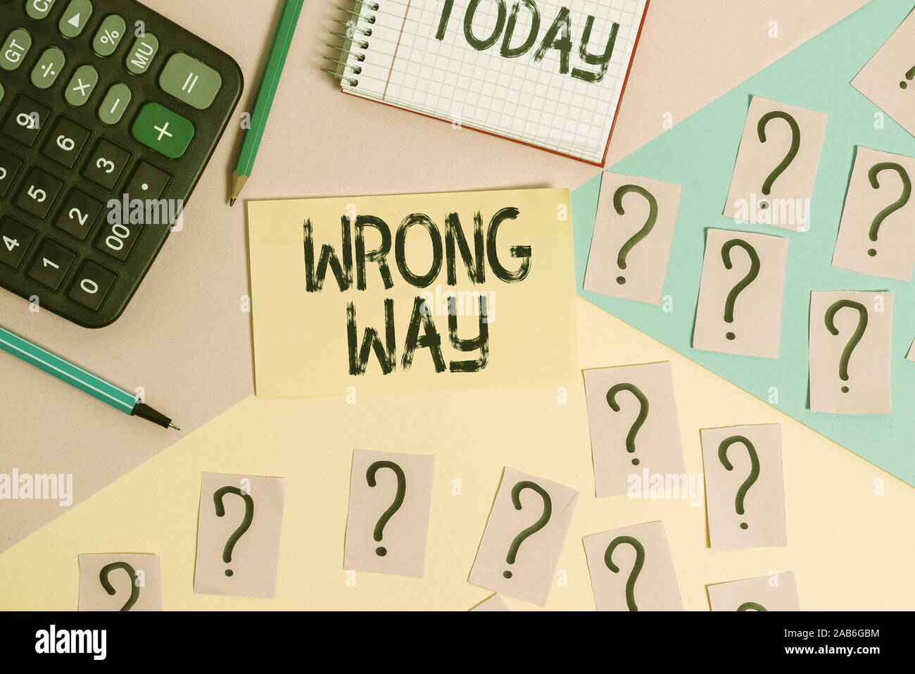 Conceptual hand writing showing Wrong Way. Concept meaning taking an ...