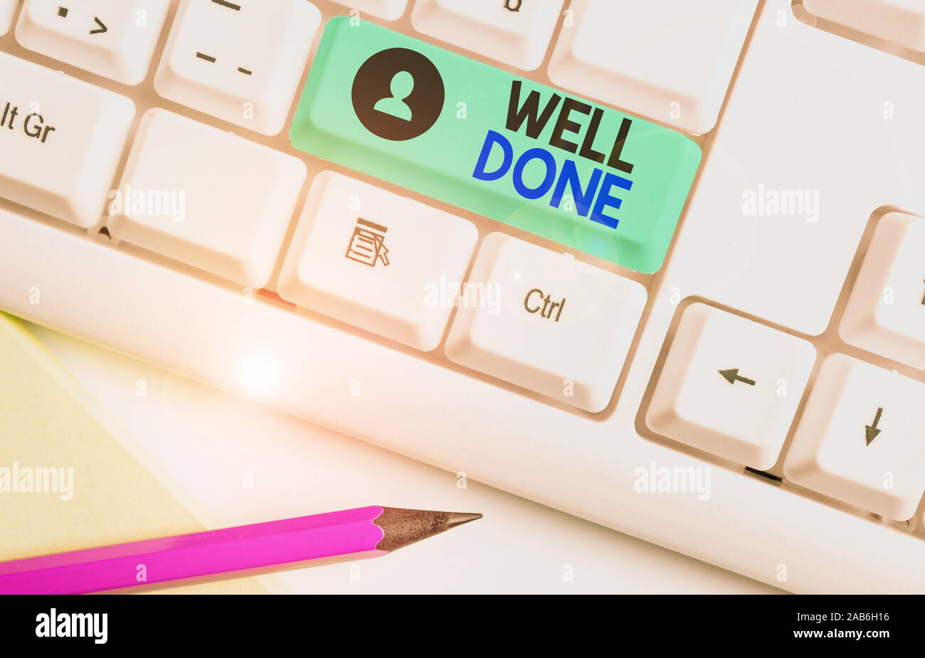 Writing note showing Well Done. Business concept for telling ...