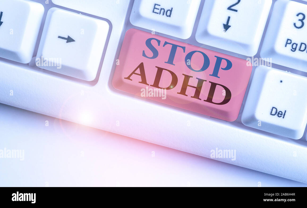 Conceptual hand writing showing Stop Adhd. Concept meaning Put at end ...