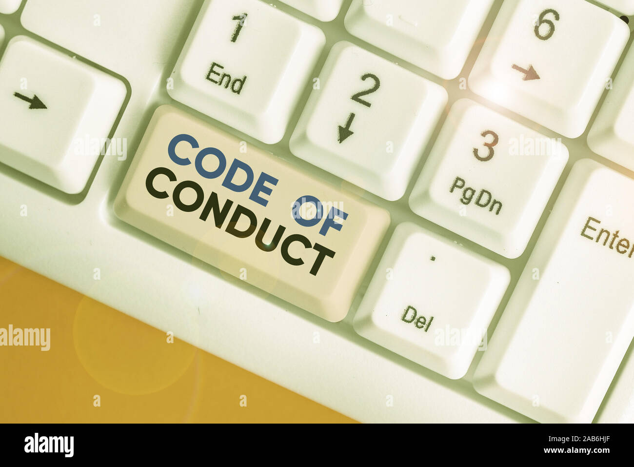 Writing note showing Code Of Conduct. Business concept for Ethics rules ...