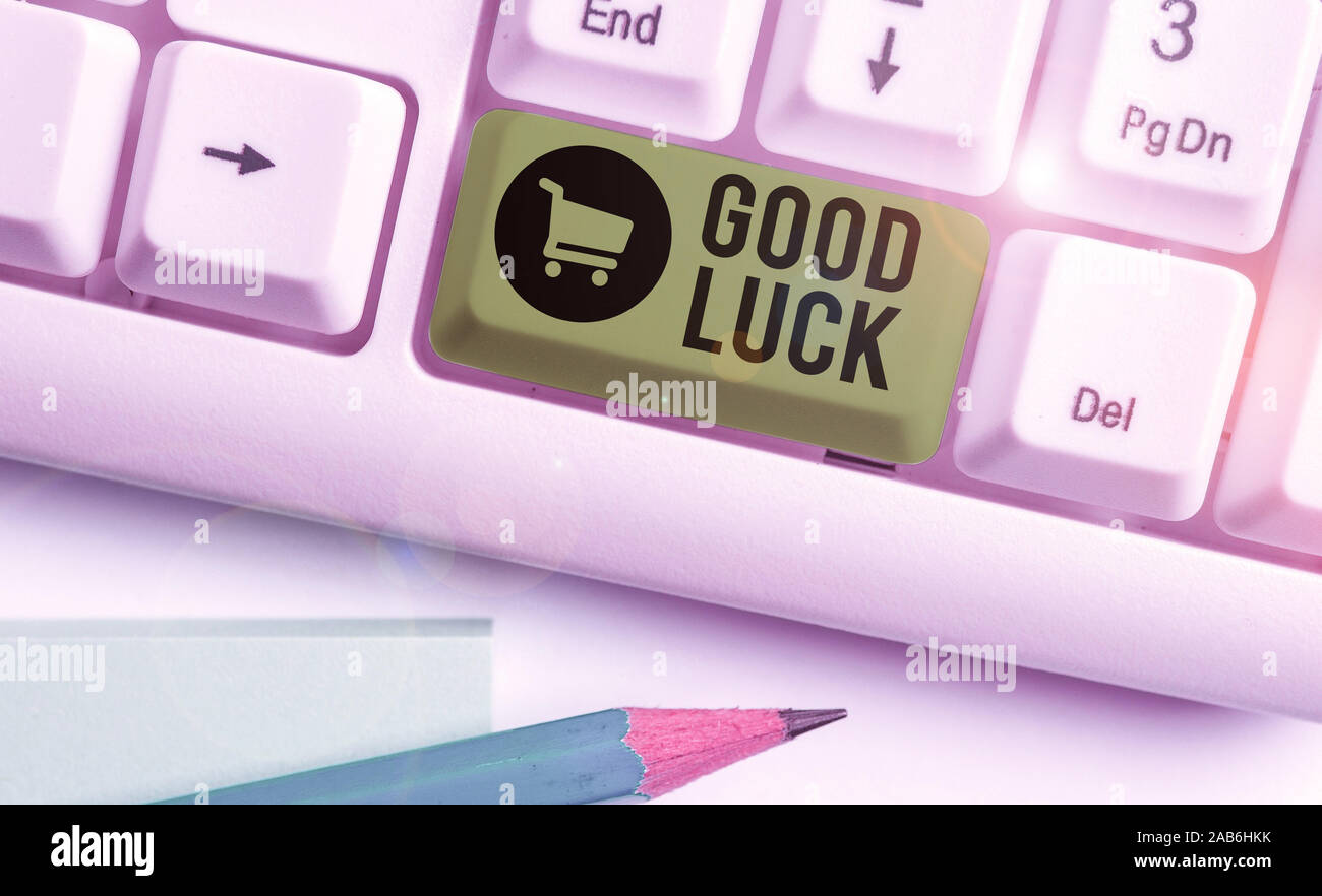 Writing note showing Good Luck. Business concept for wish positive ...