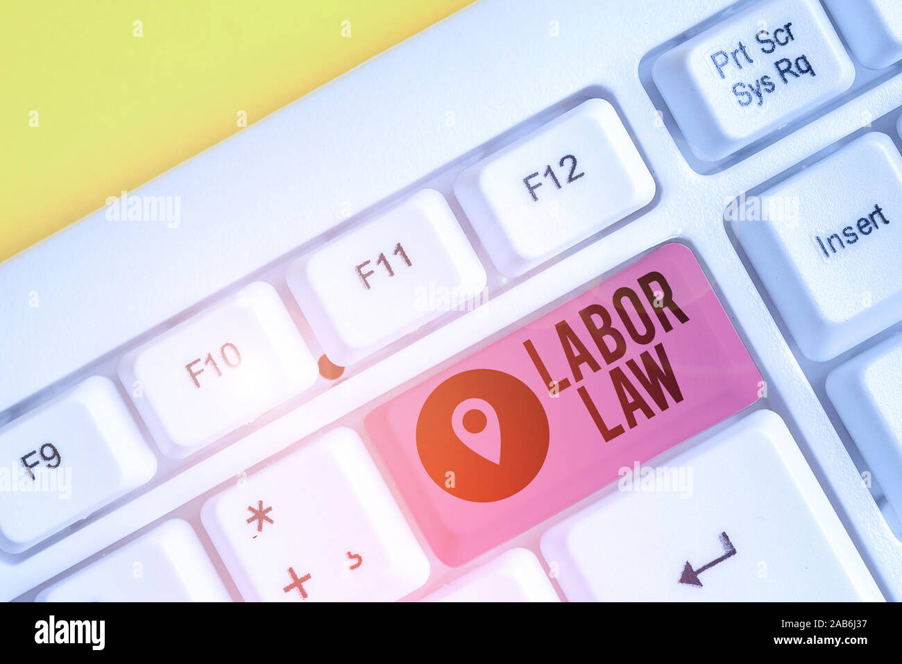 Writing note showing Labor Law. Business concept for rules relating to ...