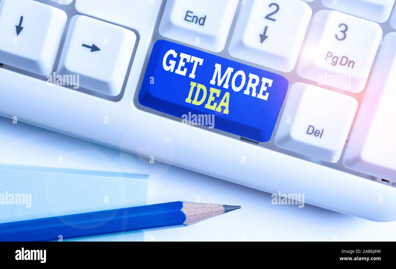 Writing note showing Get More Idea. Business concept for Random Input ...