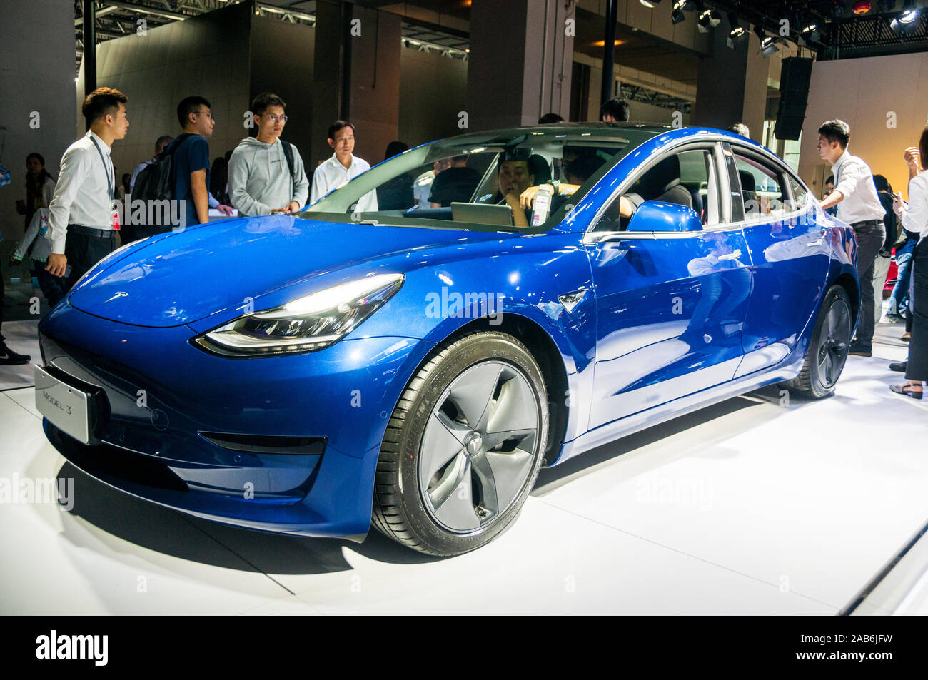 Premiere of the Chinese made Tesla Model 3 at the 2019 Guangzhou Auto ...