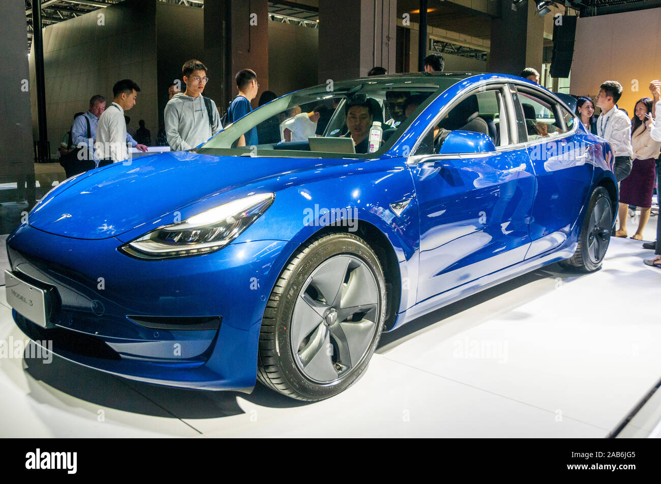 Premiere of the Chinese made Tesla Model 3 at the 2019 Guangzhou Auto ...