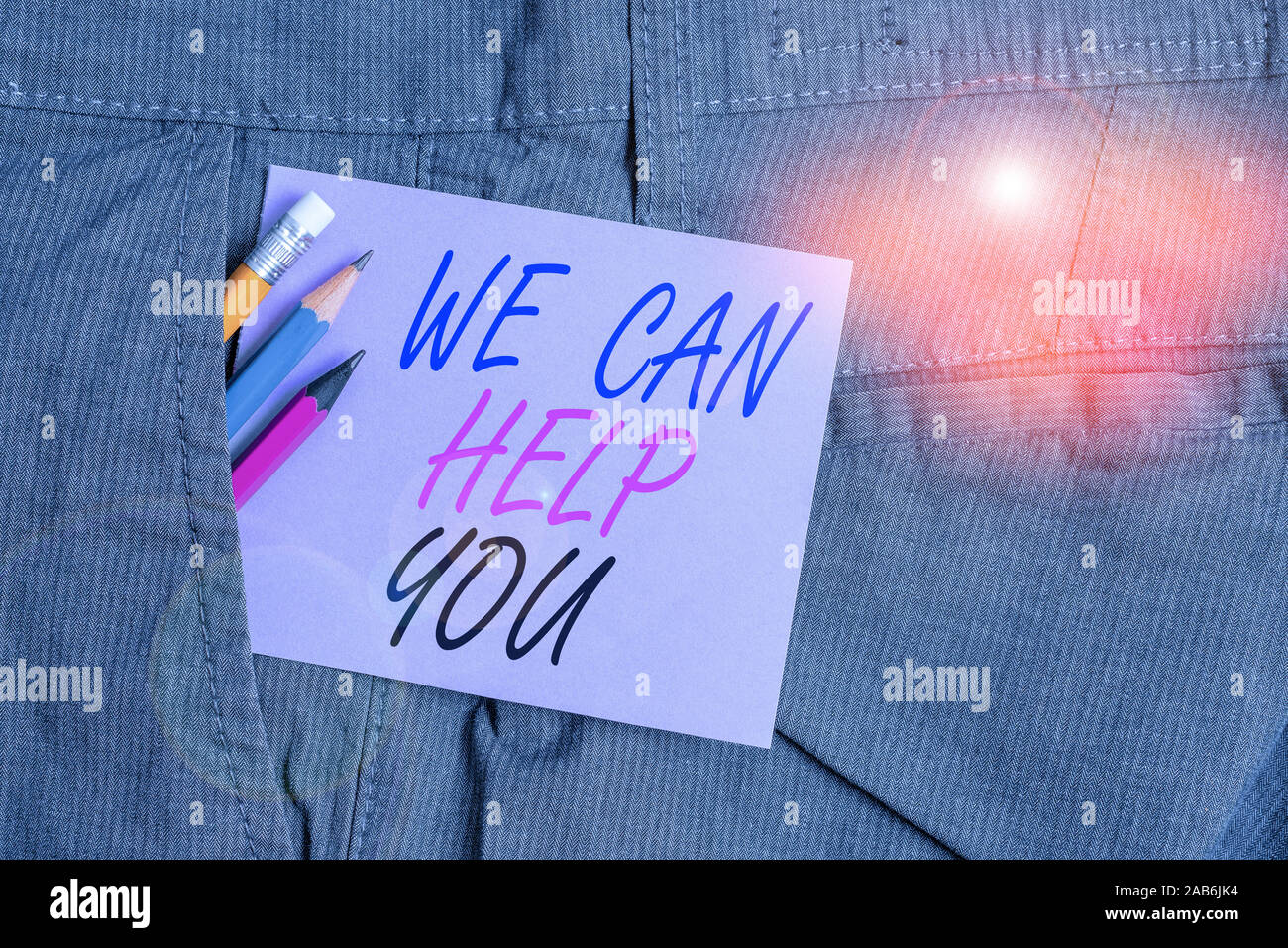 Writing note showing We Can Help You. Business concept for Support ...