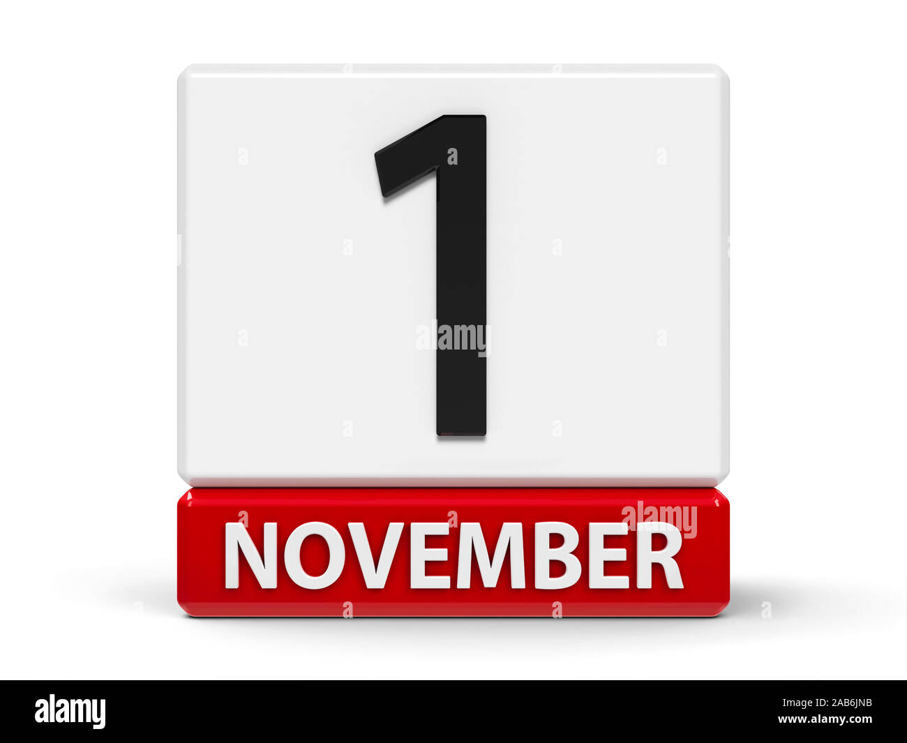 Red and white calendar icon from cubes - The First of November - on a ...