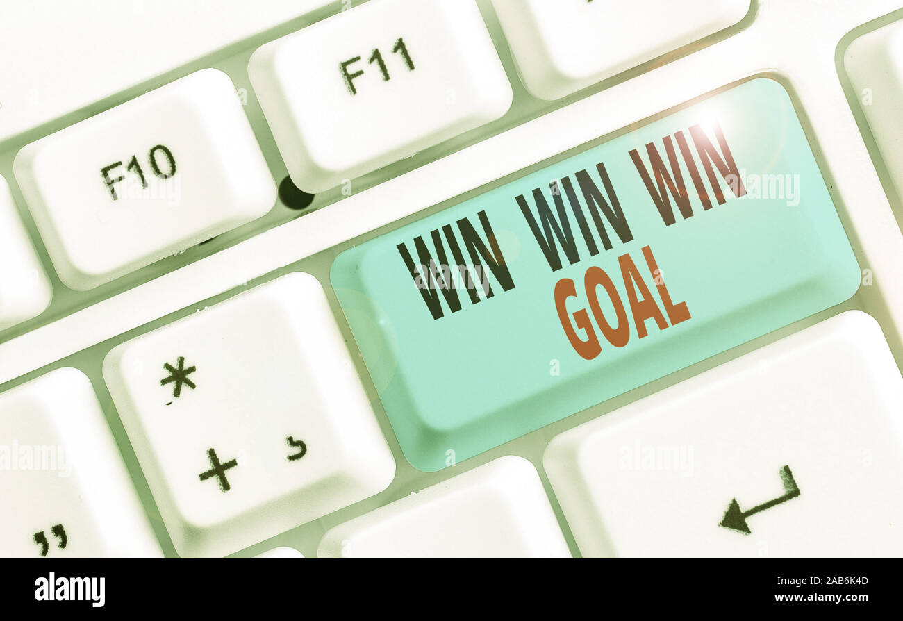 Conceptual hand writing showing Win Win Win Goal. Concept meaning ...