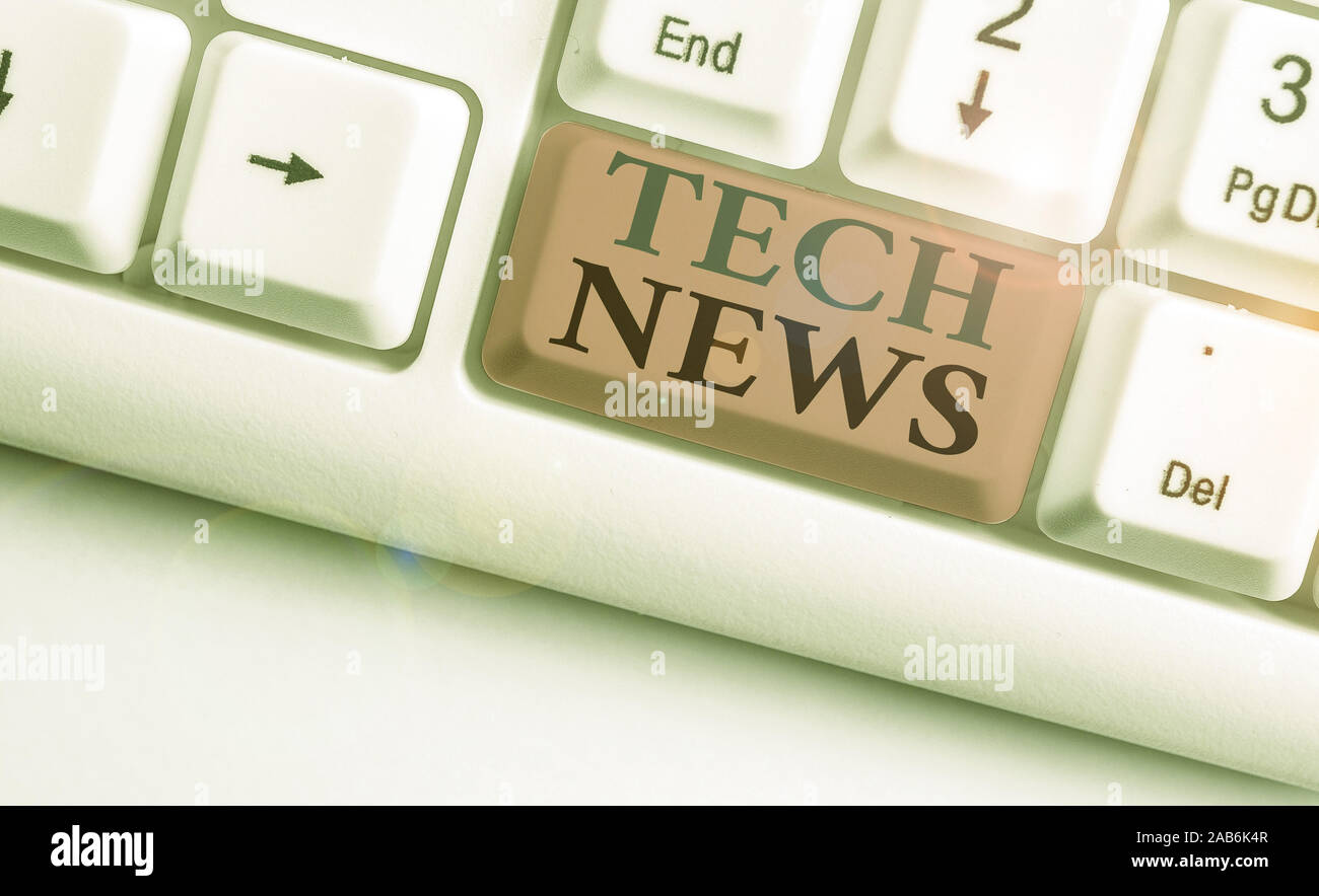 Conceptual hand writing showing Tech News. Concept meaning newly ...