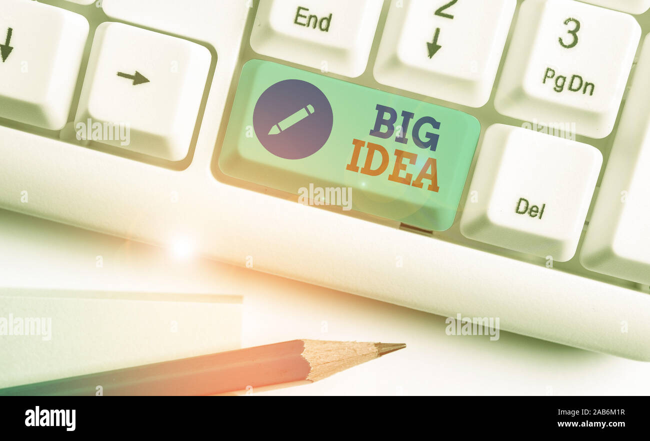 Writing note showing Big Idea. Business concept for Having great ...