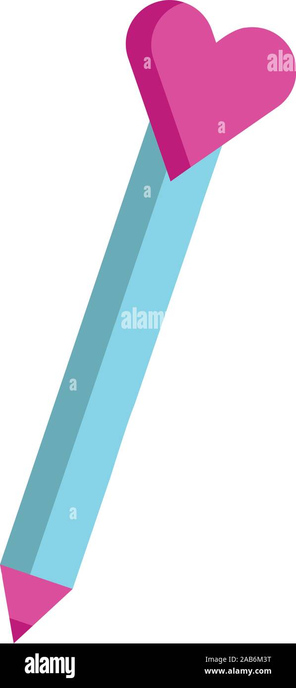 happy valentines day heart with pencil Stock Vector Image & Art - Alamy