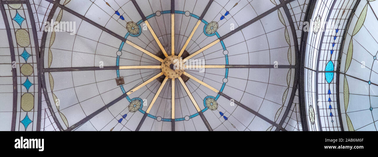 Dome stained glass lead light ceiling in retail shopping Cathedral ...
