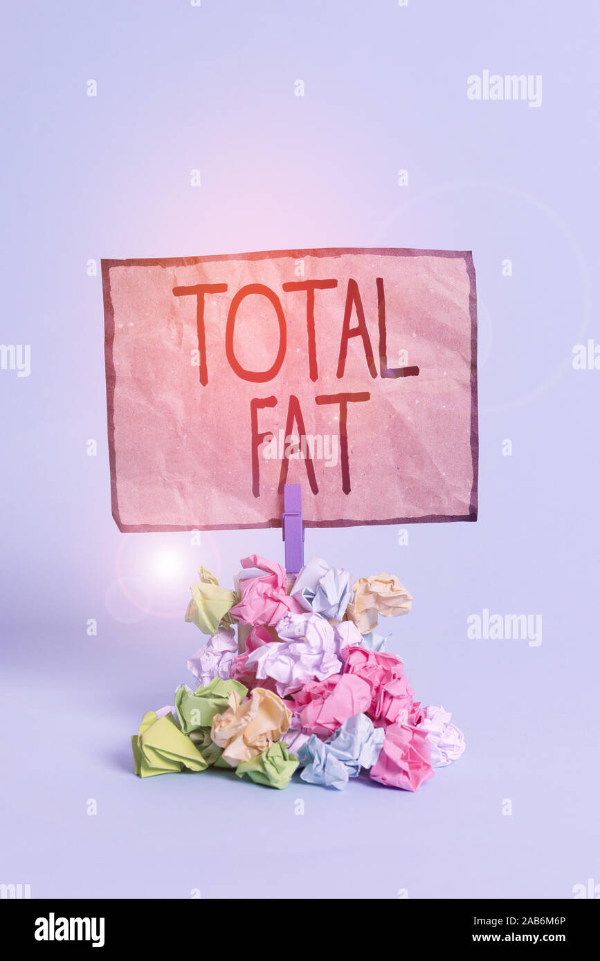 Word writing text Total Fat. Business photo showcasing combined value ...