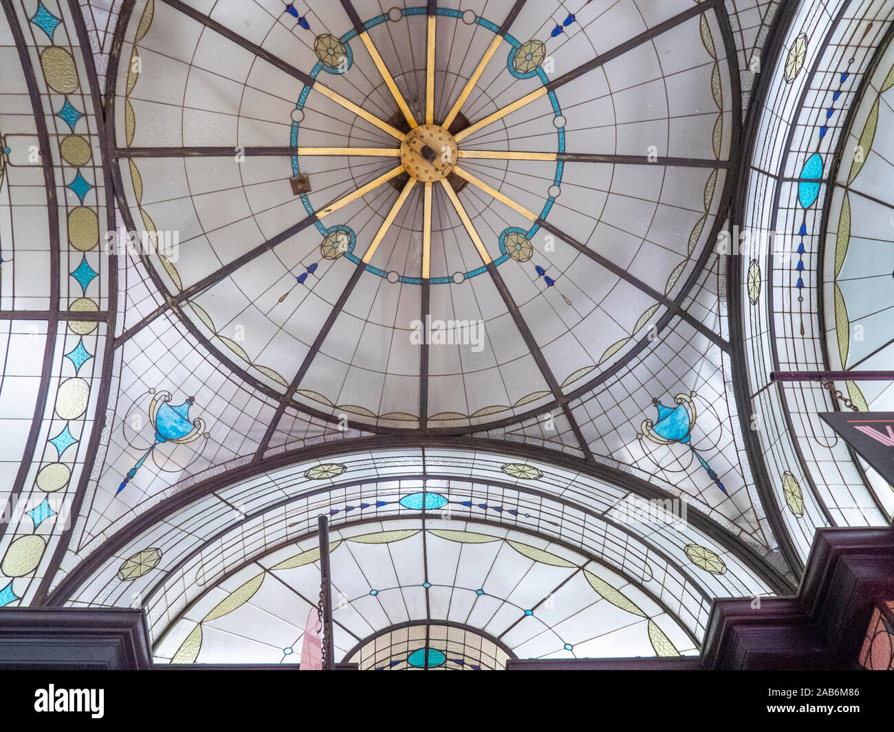 Dome stained glass lead light ceiling in retail shopping Cathedral ...