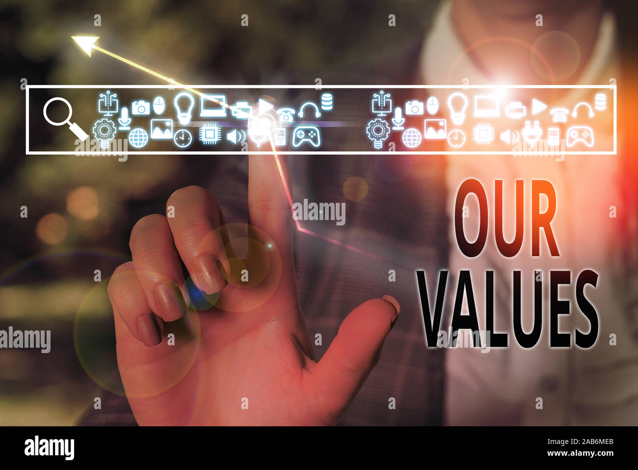 Conceptual hand writing showing Our Values. Concept meaning things that ...