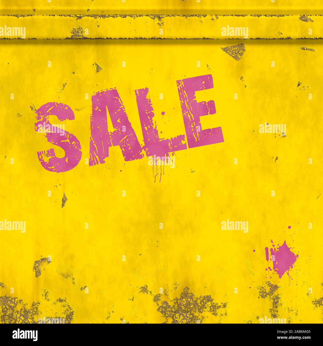 An illustration of a metal plate with a pink sale sign Stock Photo - Alamy