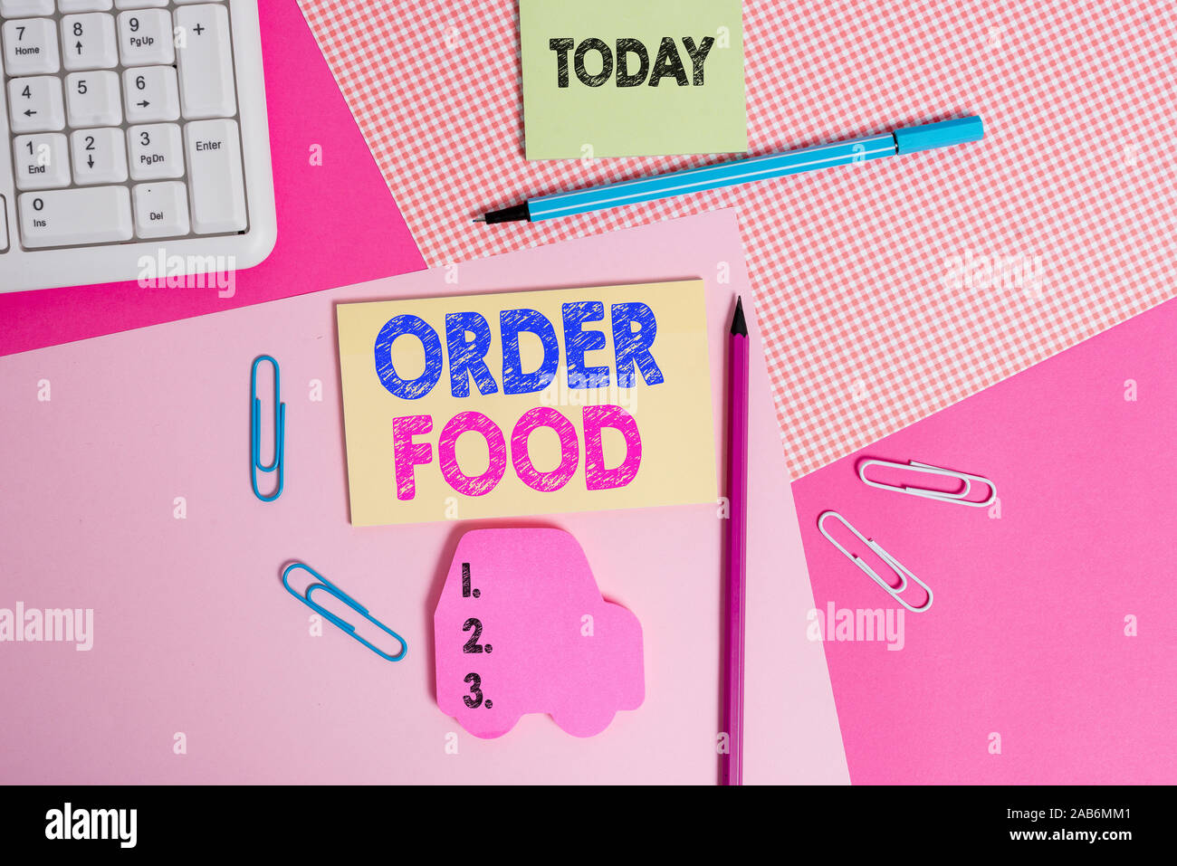 Writing note showing Order Food. Business concept for the process of ...