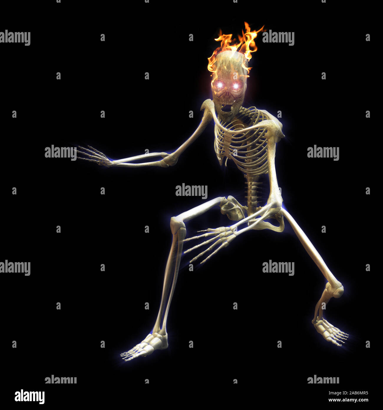 An illustration of a skeleton isolated on a black background Stock ...