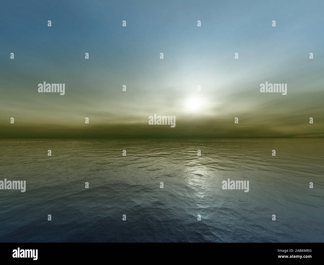 An illustration of a sunset over the ocean Stock Photo - Alamy