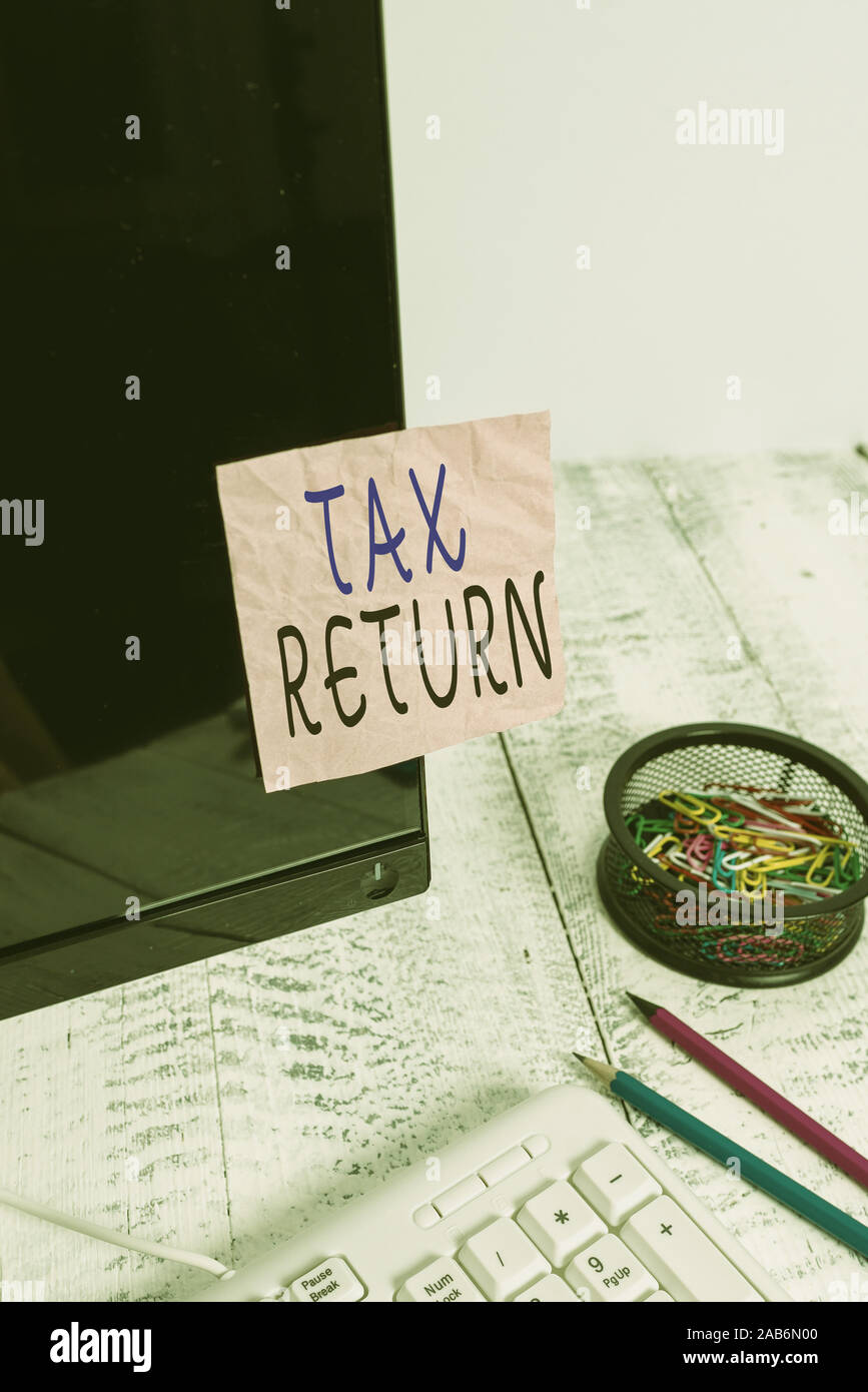 Handwriting text writing Tax Return. Conceptual photo Tax payer ...