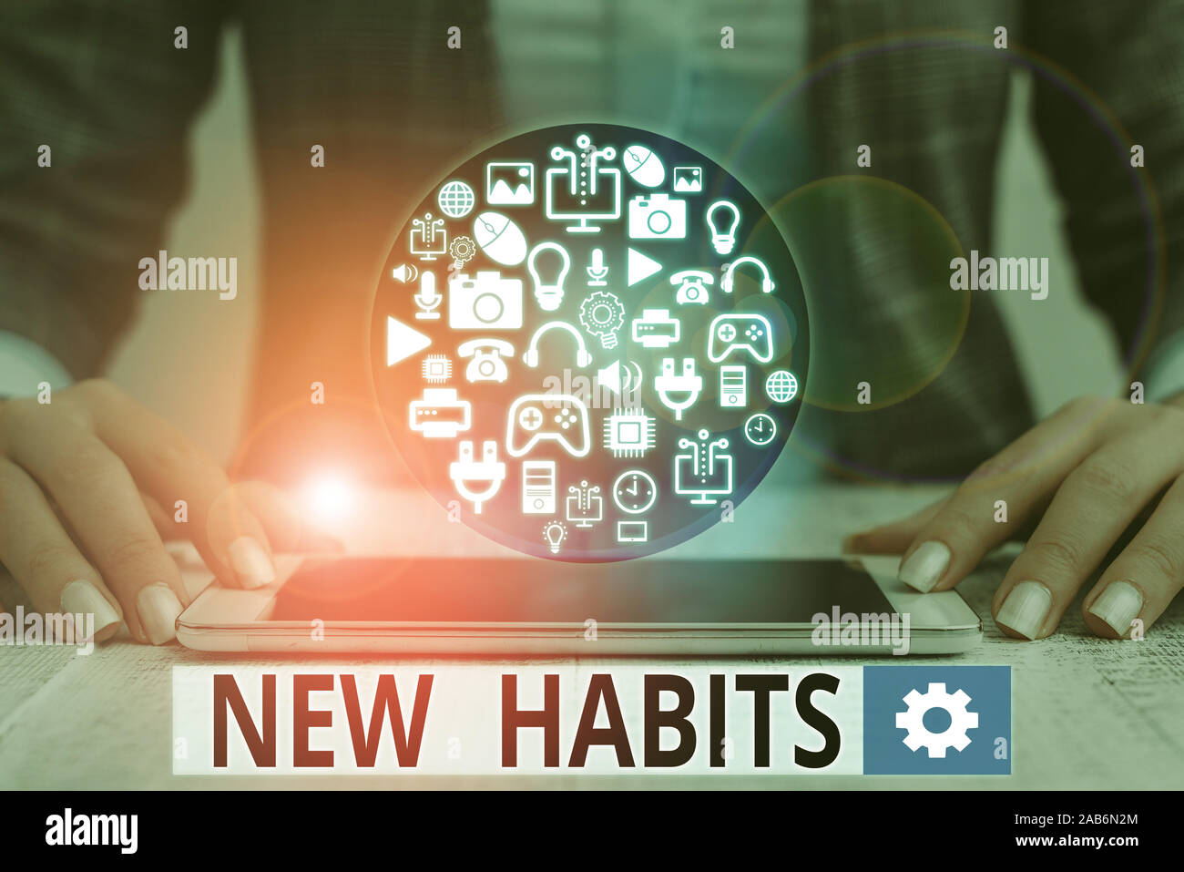 Text sign showing New Habits. Business photo text change the routine of ...
