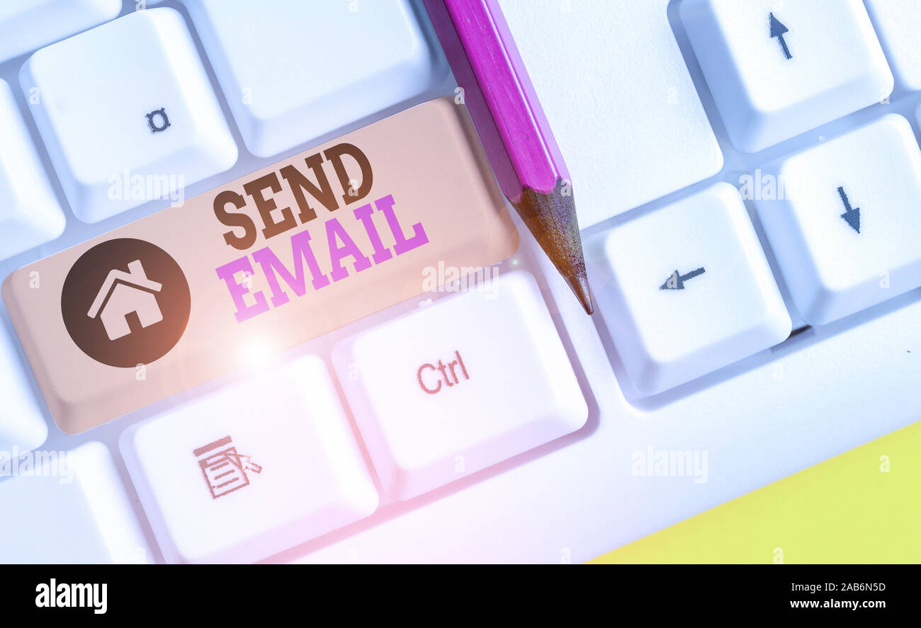 Handwriting text writing Send Email. Conceptual photo the system for using computers to send ...