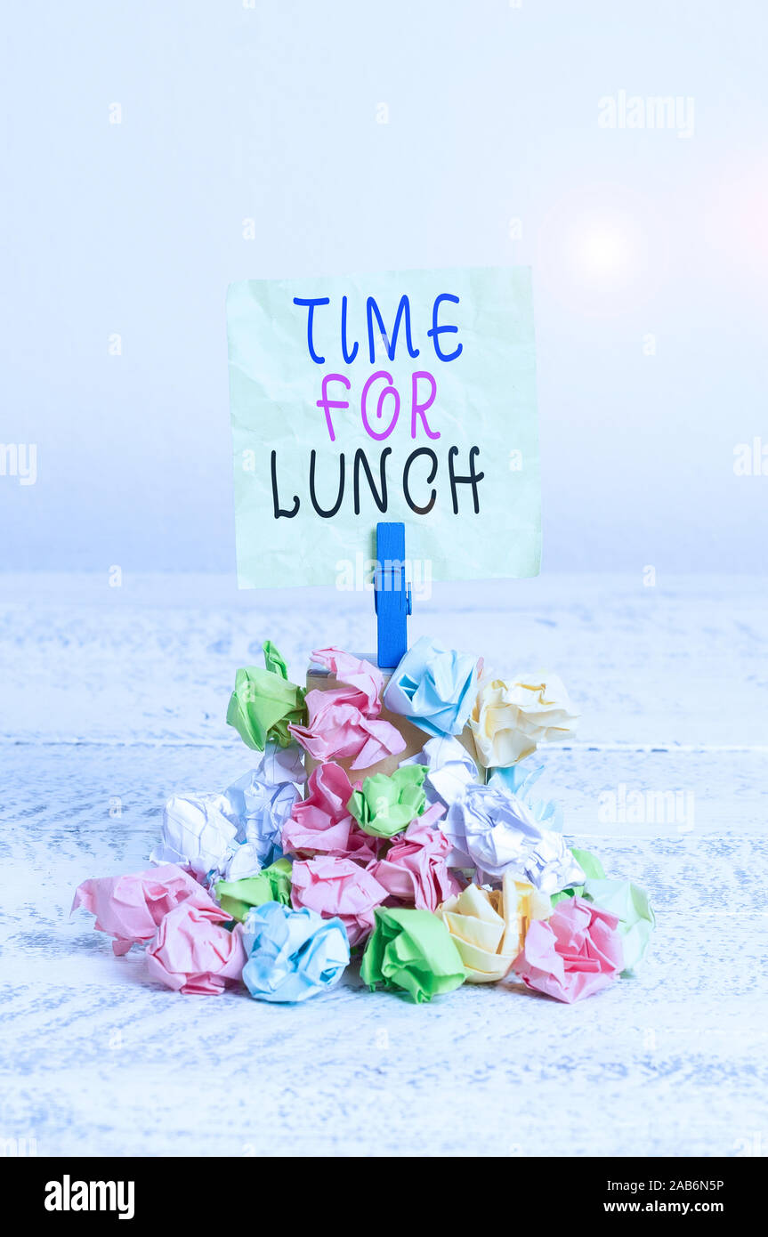 Writing note showing Time For Lunch. Business concept for Moment to ...