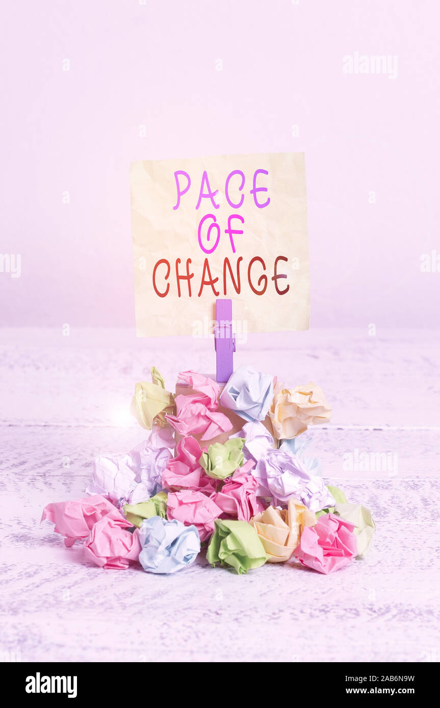 Writing note showing Pace Of Change. Business concept for Shift in ...