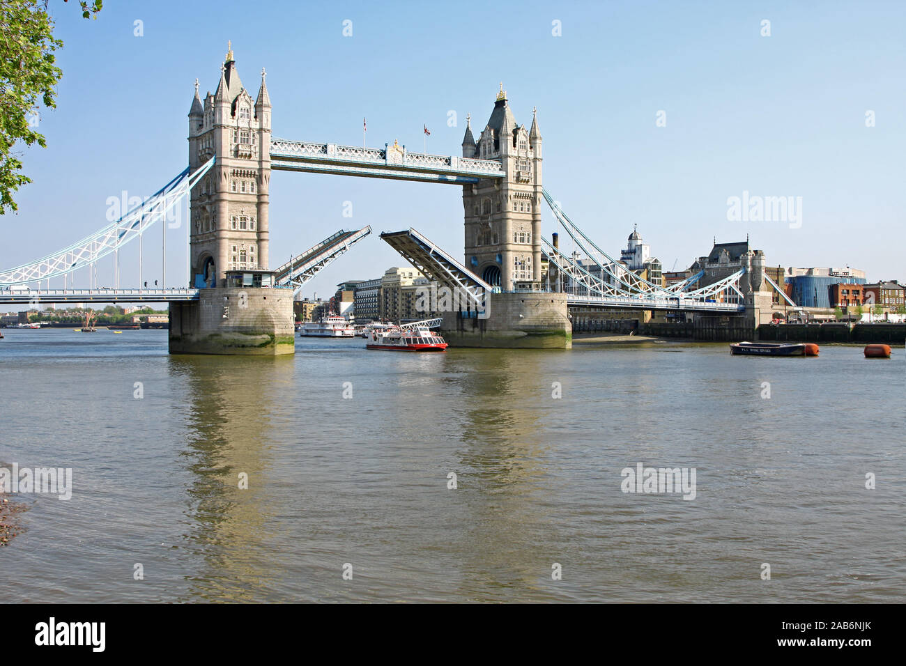The attraction Tower bridge in London is open Stock Photo - Alamy