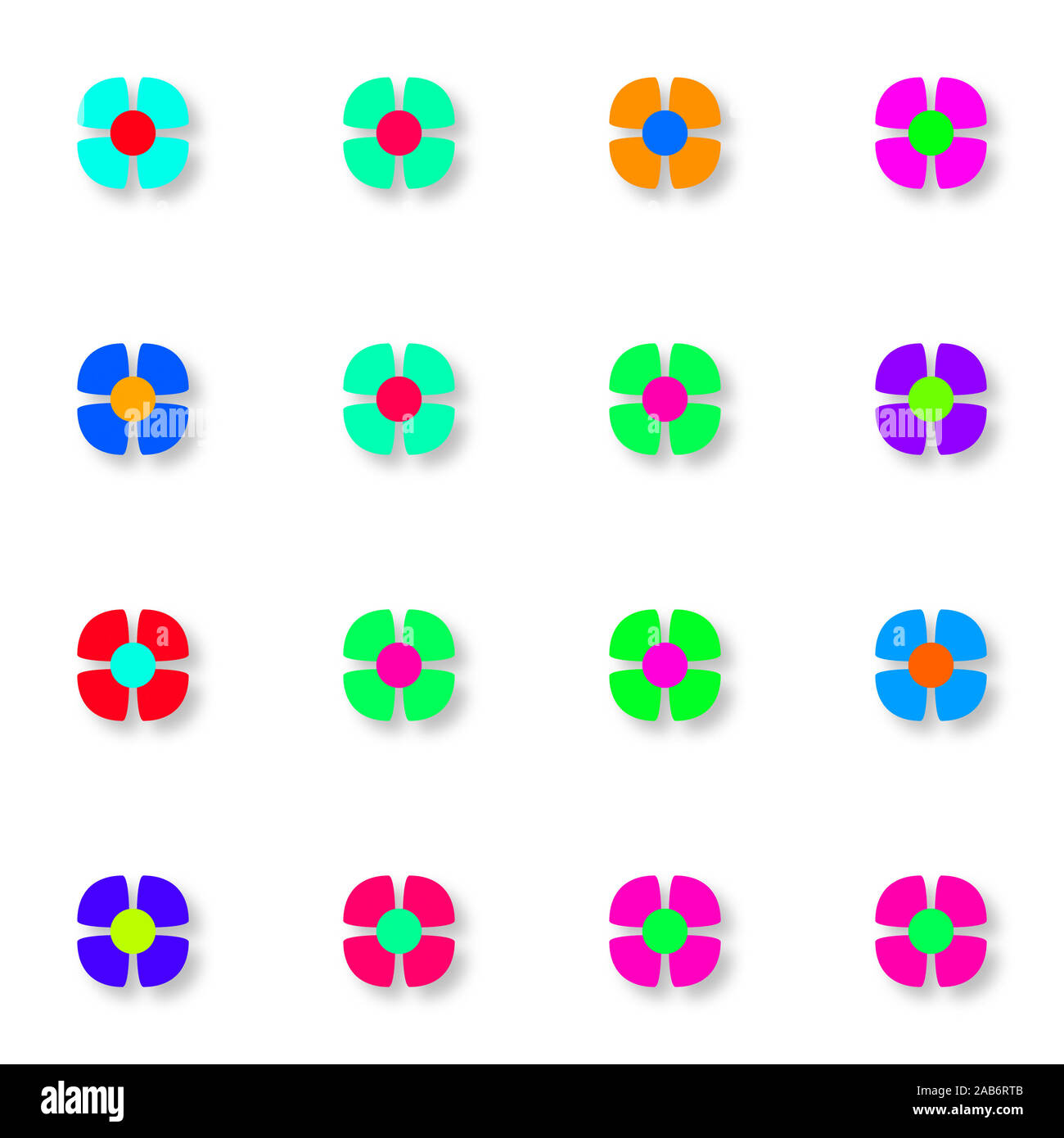 An illustration of some isolated different flowers Stock Photo - Alamy