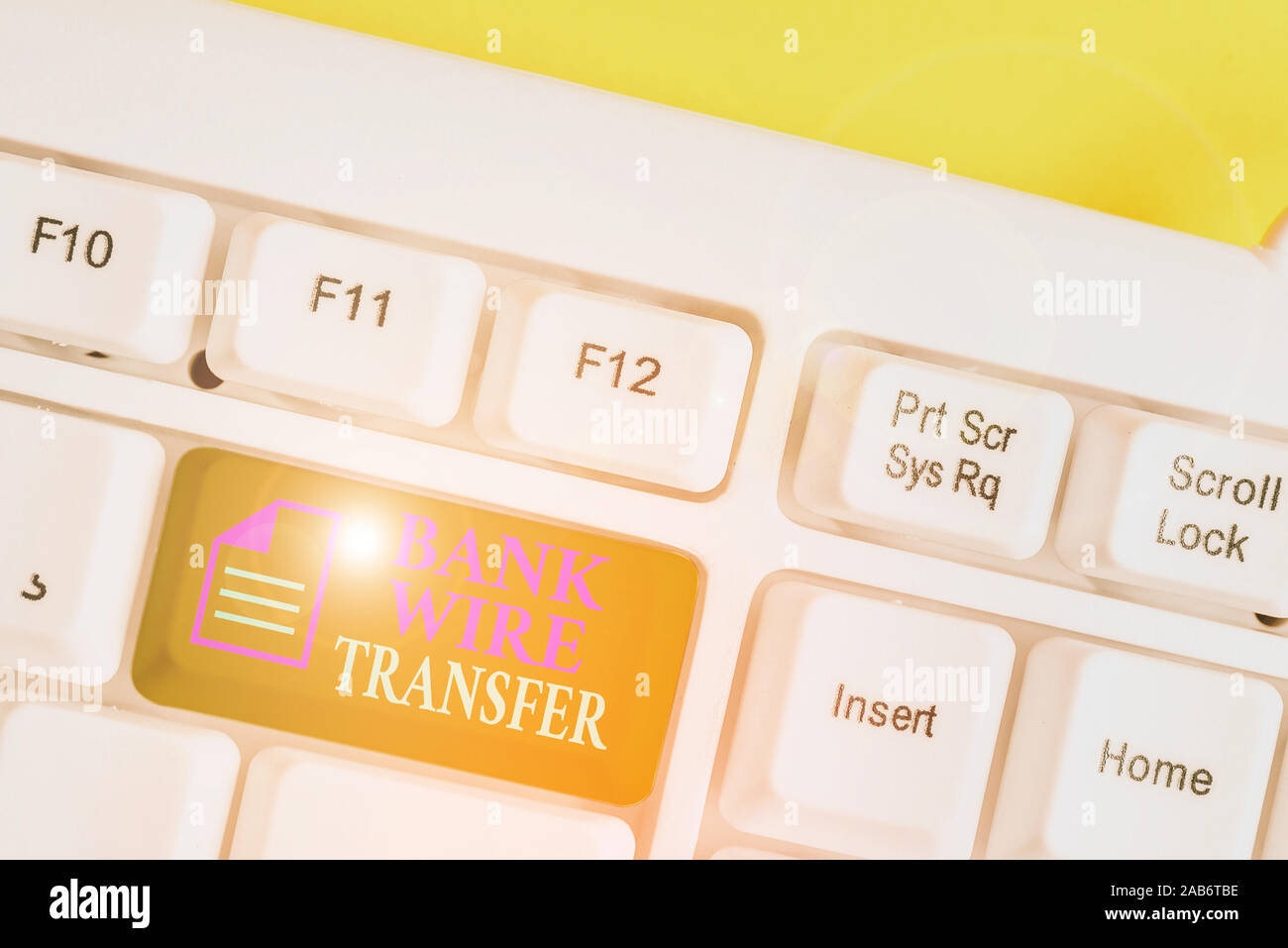 Writing note showing Bank Wire Transfer. Business concept for ...