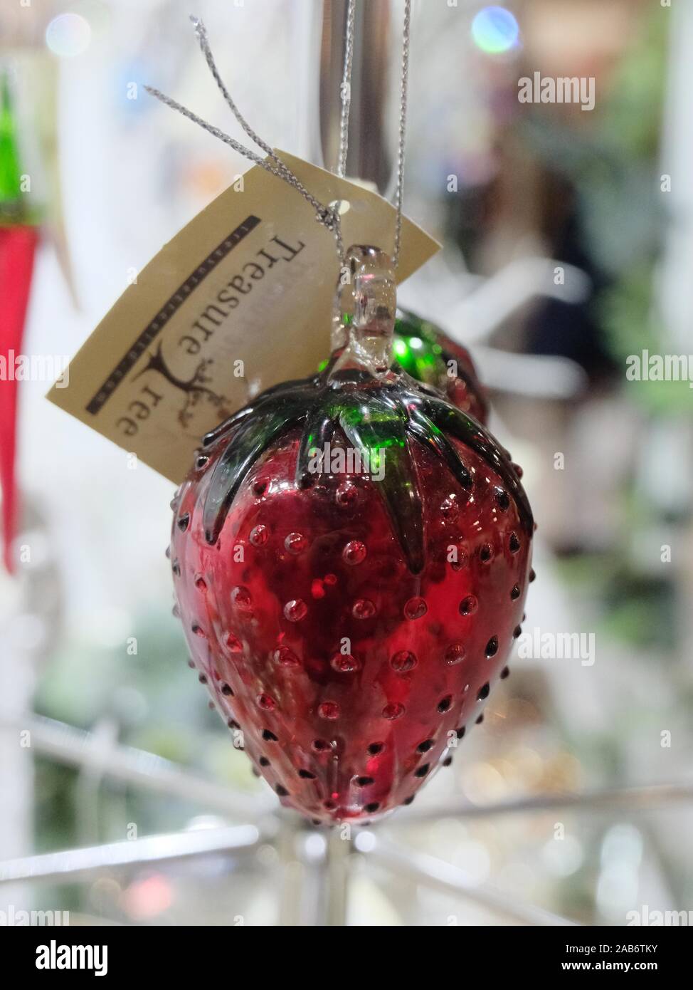 Hanging strawberry glass decoration Stock Photo - Alamy