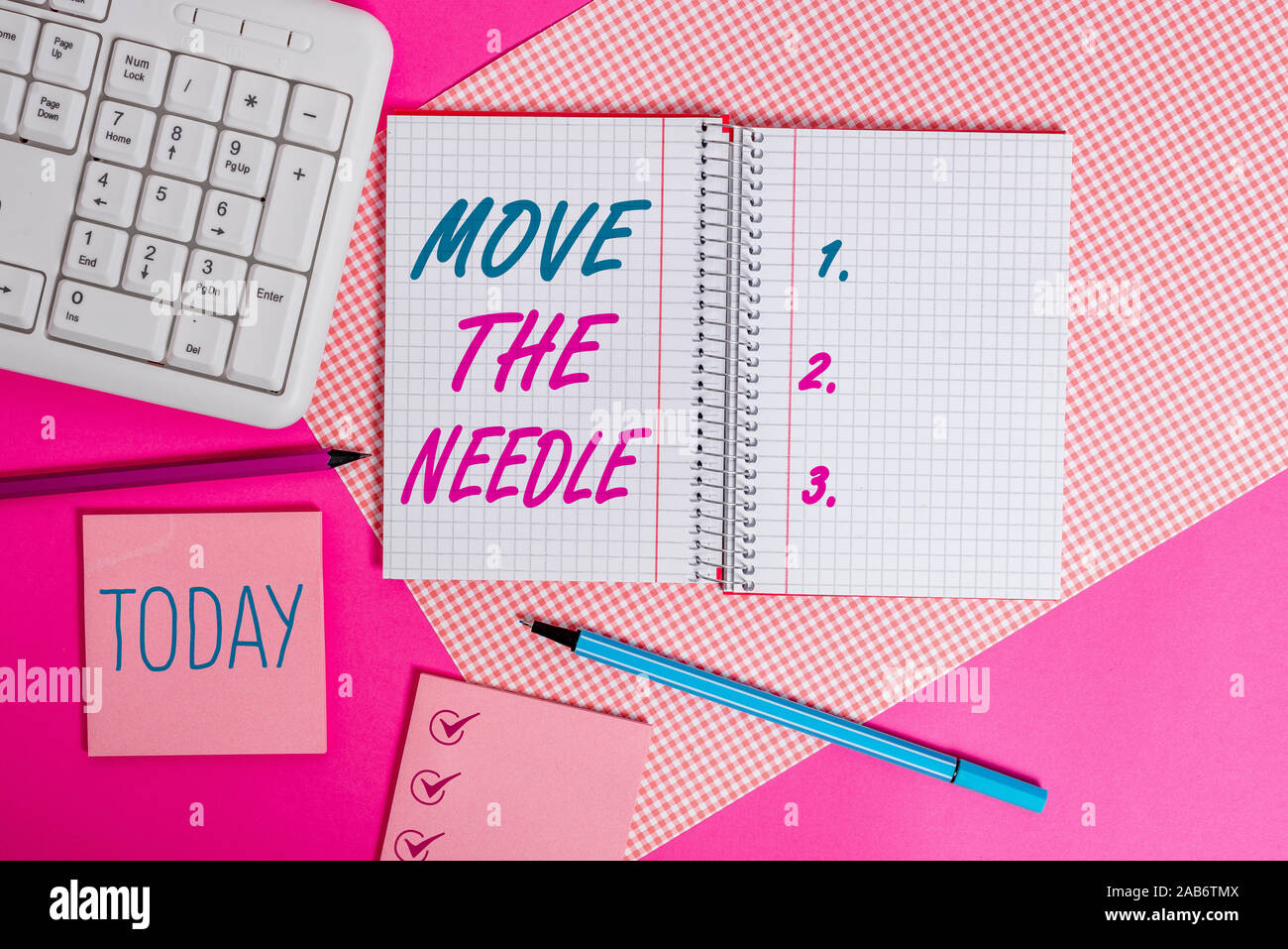 Handwriting text writing Move The Needle. Conceptual photo Make a ...