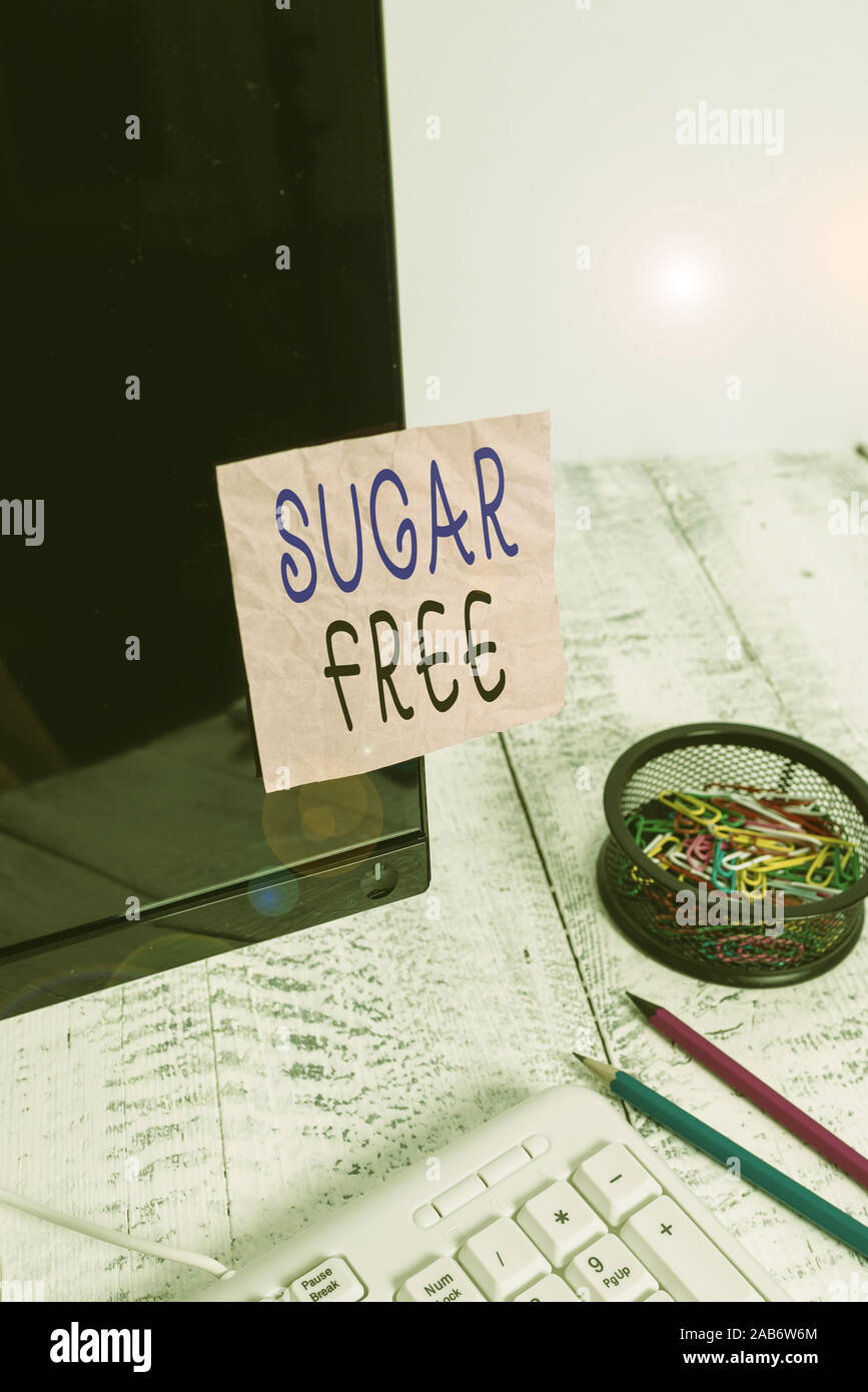 Handwriting text writing Sugar Free. Conceptual photo containing an ...