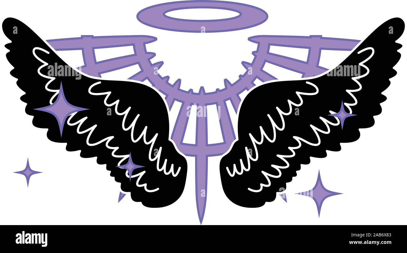 This is a illustration of Divine Angel wings with halo Stock Vector ...