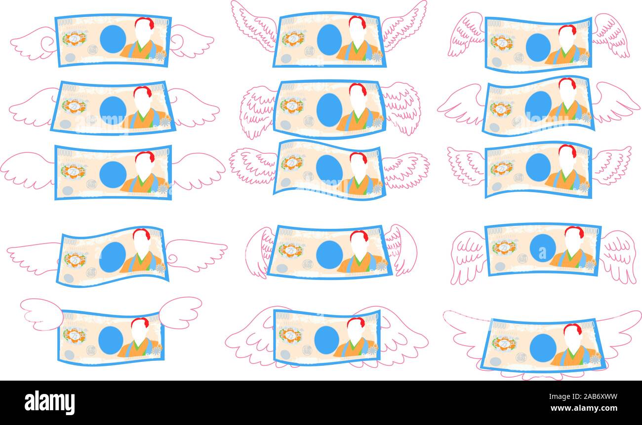 This is a illustration of Feathered Deformed Japan's 10000 yen note ...