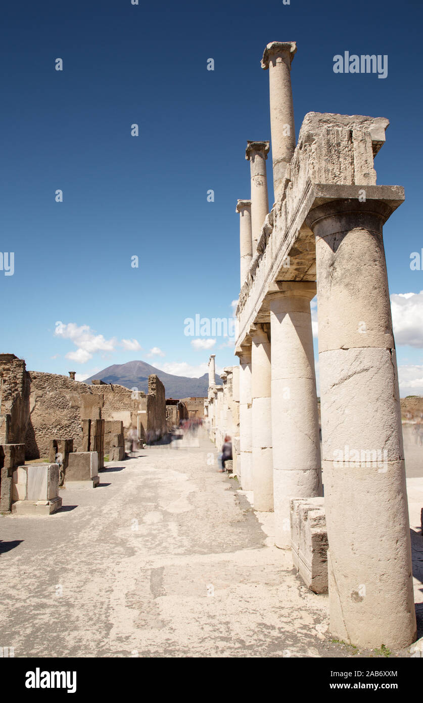landscape image the ruined city of pompeii from the volcano eruption of ...