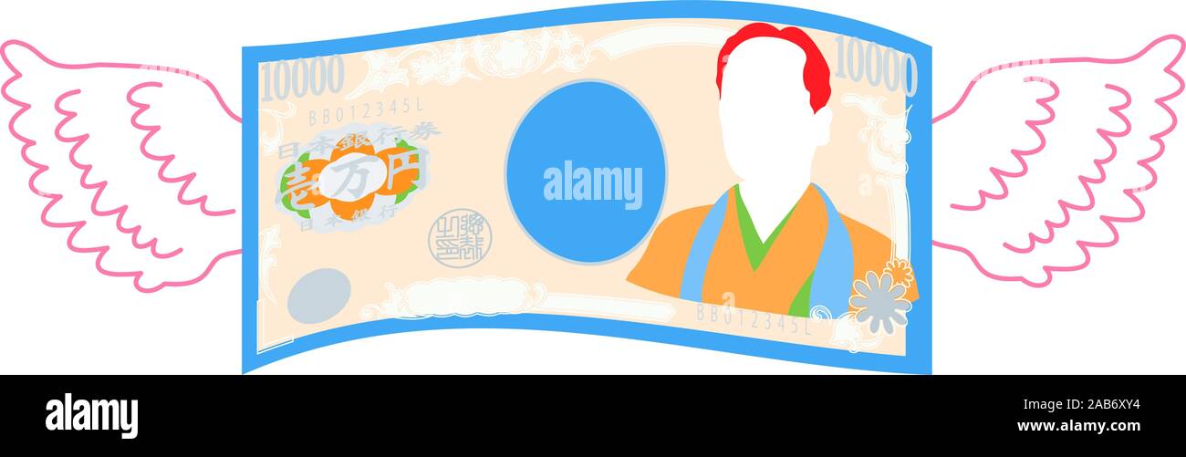 This is a illustration of Feathered Deformed Japan's 10000 yen note ...