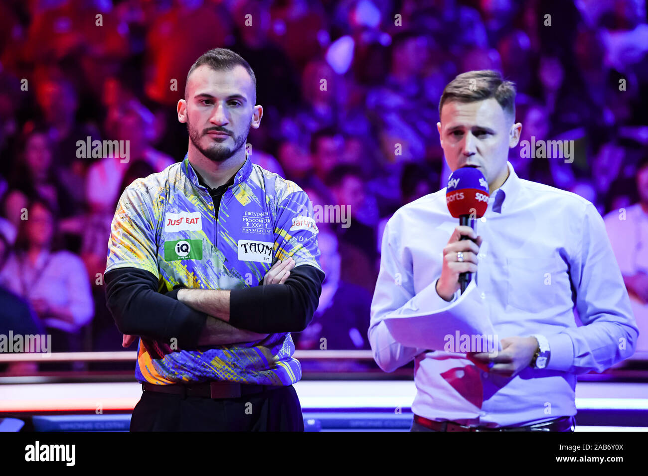 LAS VEGAS, USA. 25th Nov, 2019. Alexander Kazakis gives interview ...