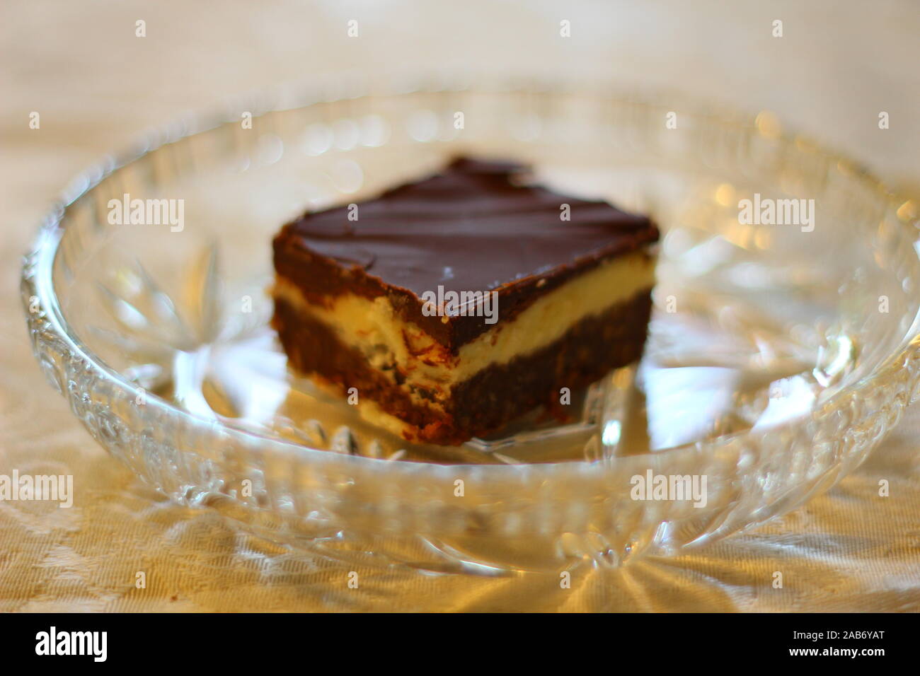 Chocolate Dessert on Glass Plate Stock Photo - Alamy