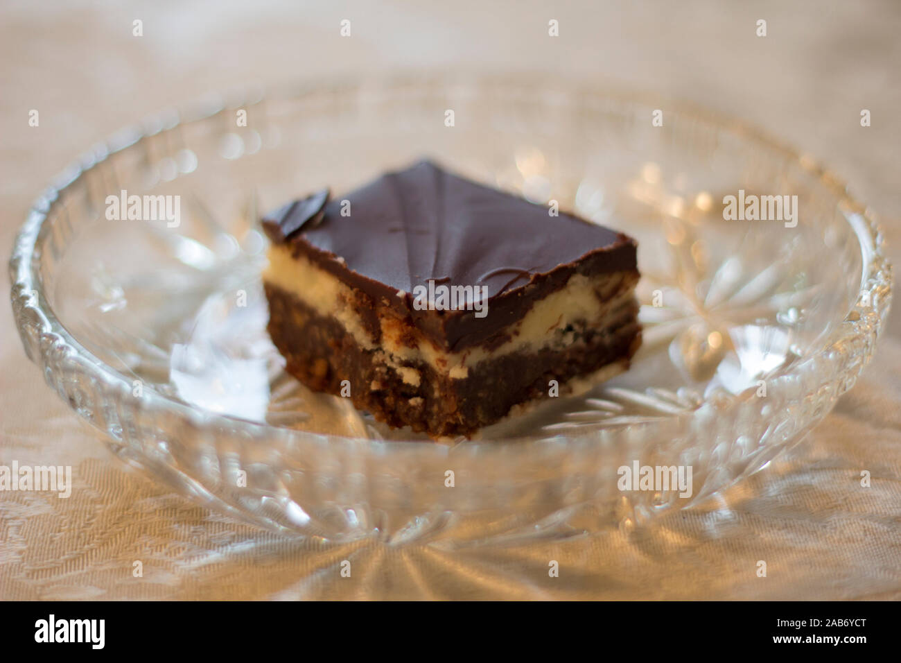 Chocolate Dessert on Glass Plate Stock Photo - Alamy