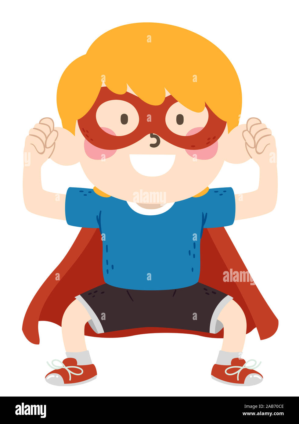 Illustration of a Kid Boy in Assertive Pose and Wearing Superhero ...